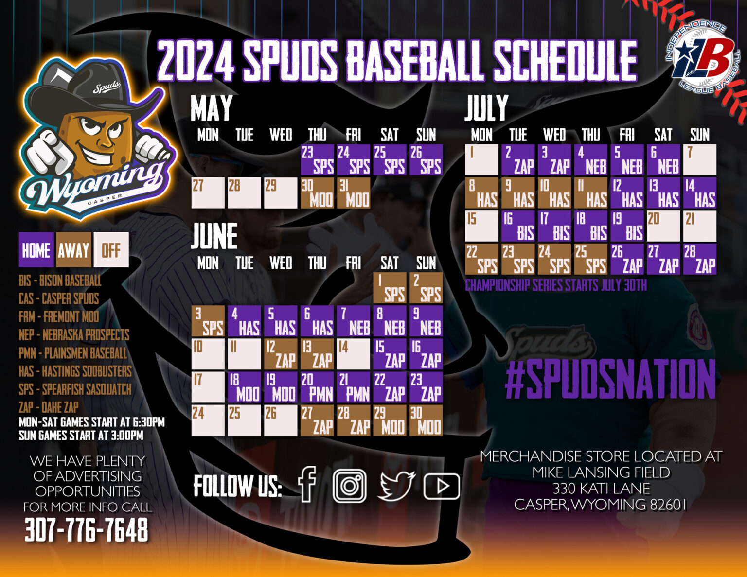 2024 Casper Spuds Baseball Schedule - Casper Spuds